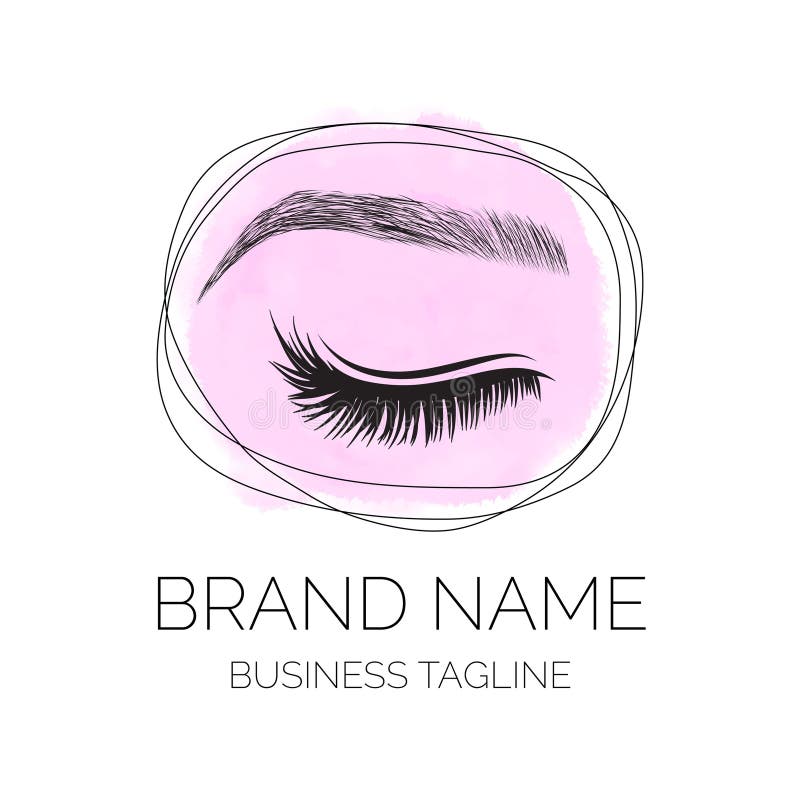 Round Pink Brow and Lashes Artist Logo with Eyelashes Stock Vector ...