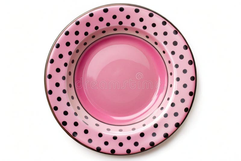 Round Pink Plate with Black Polka Dots Stock Illustration ...