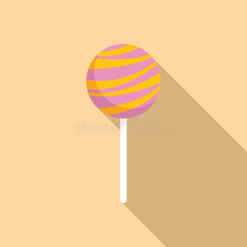 Round Pink and Yellow Lollipop Casting Long Shadow Stock Illustration ...