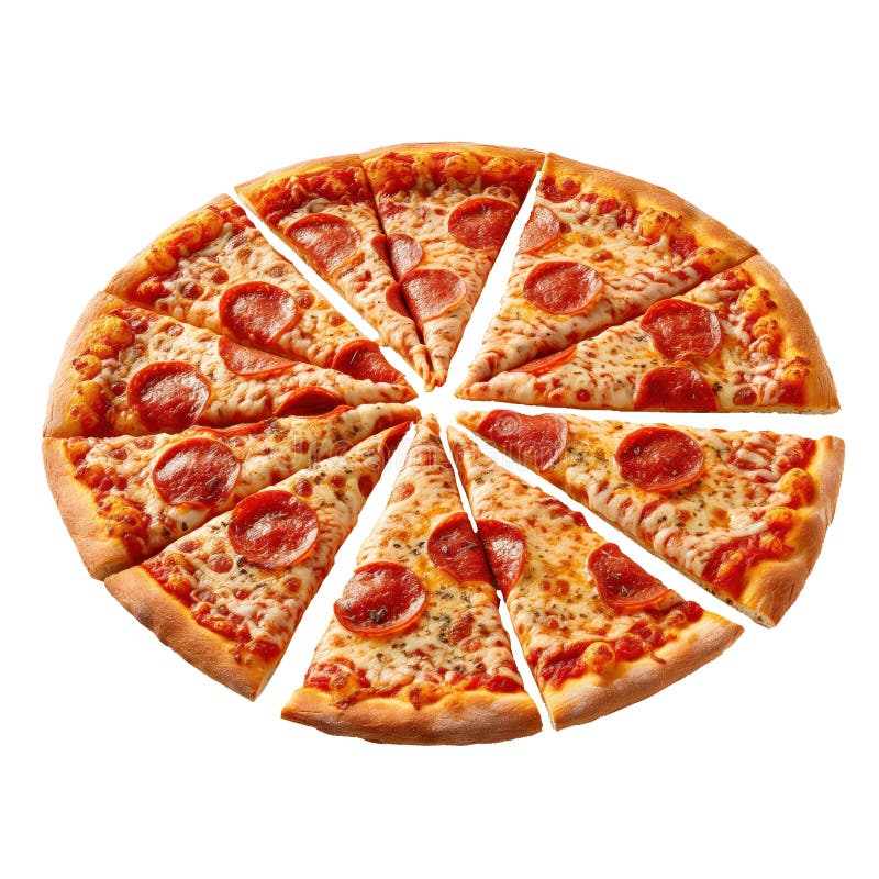 Round Pizza Cut into Triangular Pieces Folded in a Circle Isolated on a ...