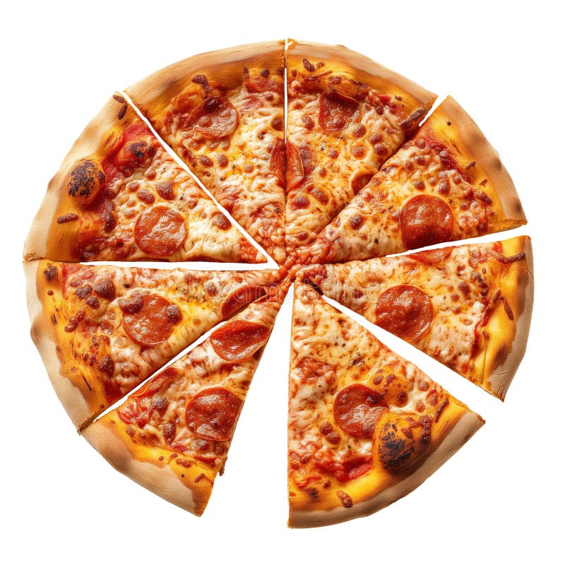 Round Pizza Cut into Triangular Pieces Folded in a Circle Isolated on a ...