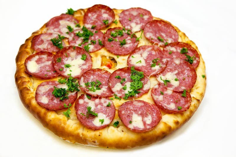 Round pizza with meat 8 stock photo. Image of delicious - 39154448