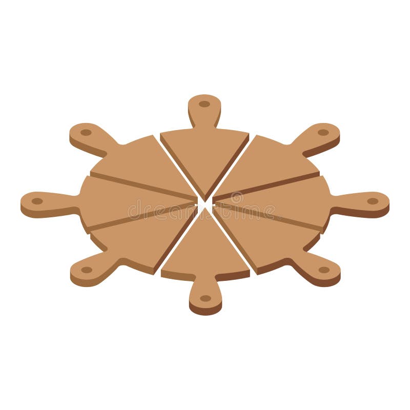 Round Pizza Slice Icon Isometric Vector. Wooden Board Stock Vector ...