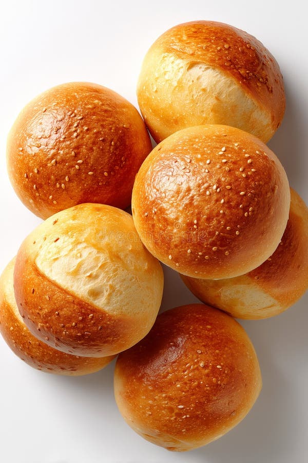 Round Plain Dinner Rolls Stacked Together, Showcasing a Golden Brown ...