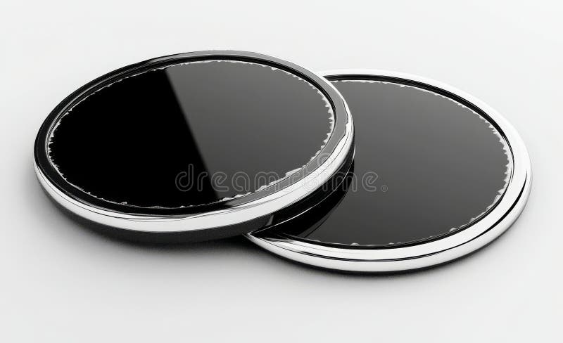 Round Plastic Chips Stacked in Black and White Stock Photo - Image of ...