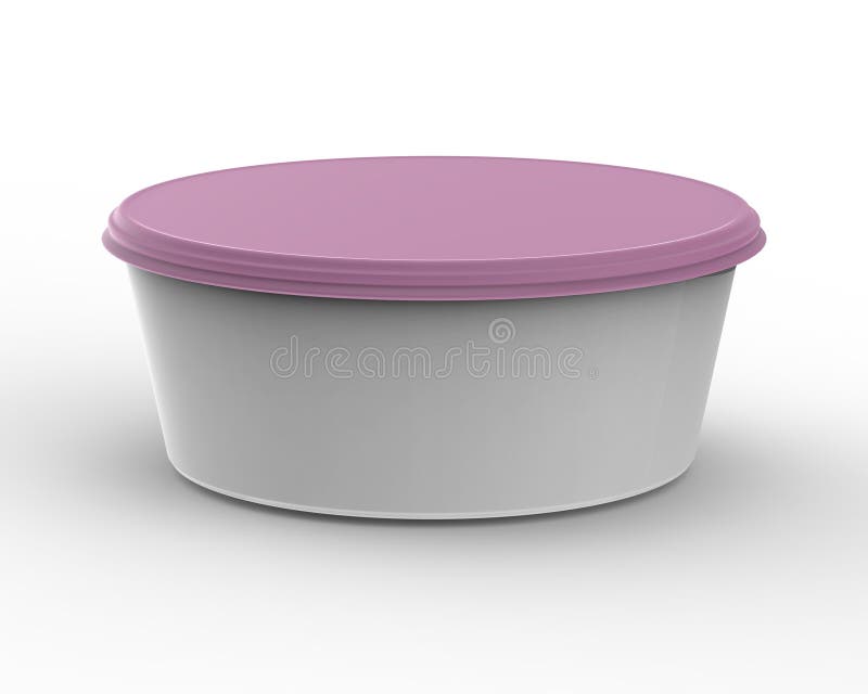 Round Plastic Container with Blank Label, Illustrator Mockup. Food ...