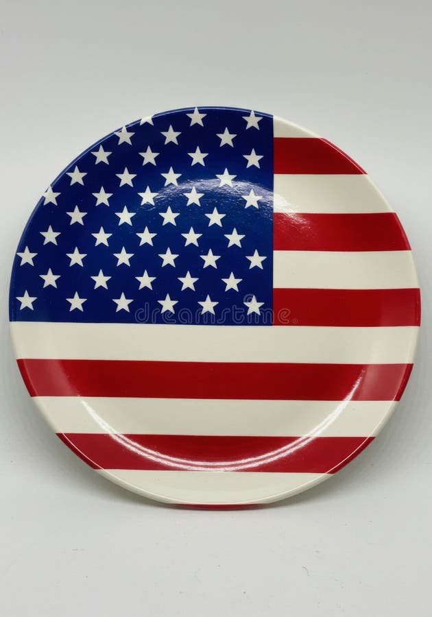Round Plate Featuring American Flag Design Stock Illustration ...