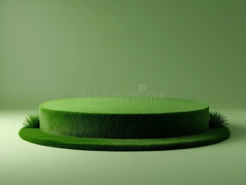 Round Platform Covered in Lush, Green Artificial Grass. Stock Photo ...