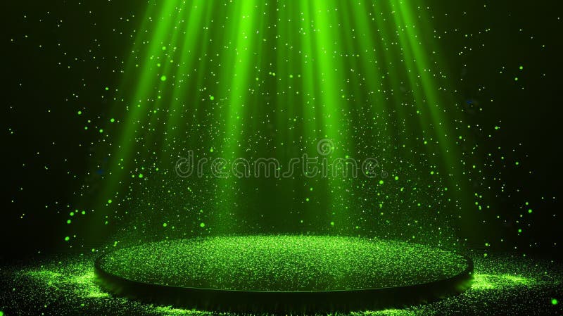 A Round Platform is Illuminated by Streaks of Green Light Stock Image ...