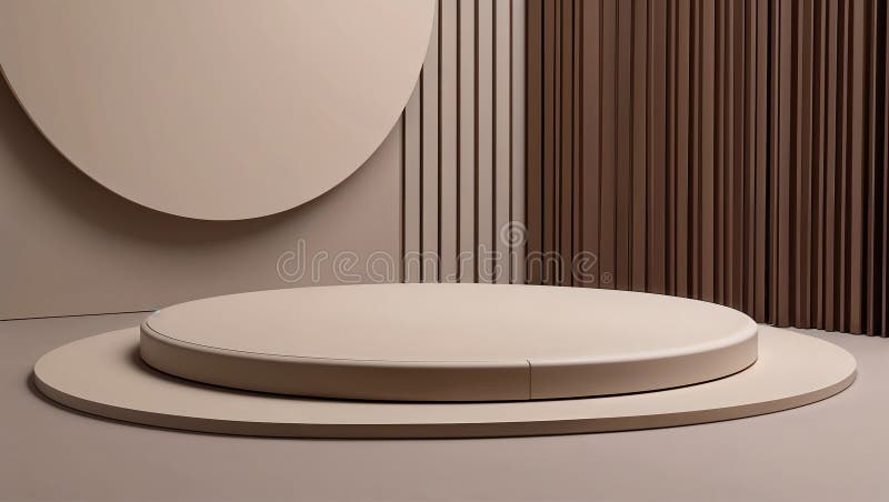 Round Platform in Modern Setting with Circular Backdrop Stock ...