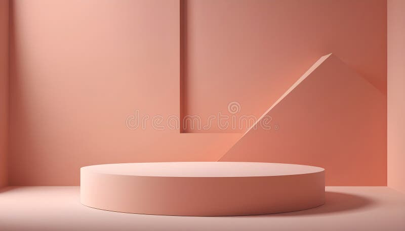 Round Platform Table in a Pink Room with a Wall Stock Illustration ...