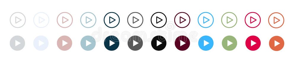 Round Play and Pause Button Icon Set Vector Stock Vector - Illustration of font, computer: 337841047