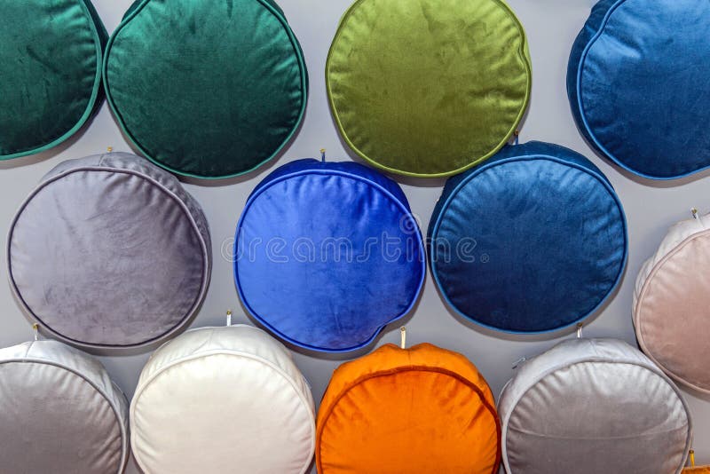 Round Plush Pillows stock photo. Image of cushion, decoration - 284606670