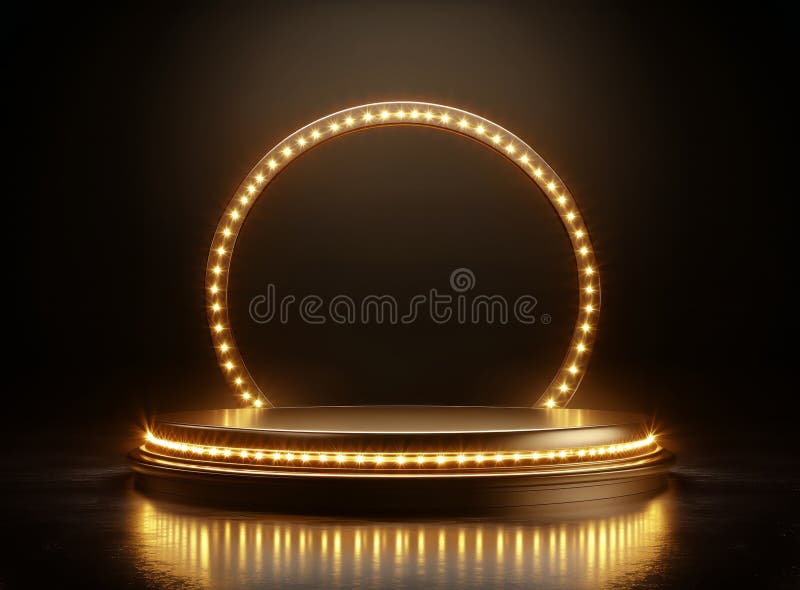 Spotlight Illuminating a Round Podium on a Dark Stage for a ...