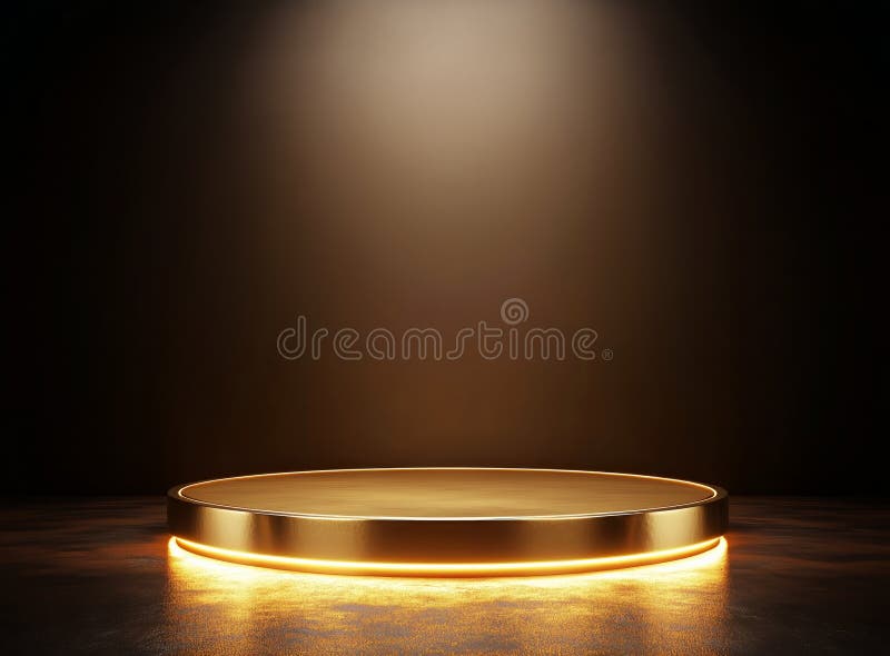 Spotlight Illuminating a Round Podium on a Dark Stage for a ...