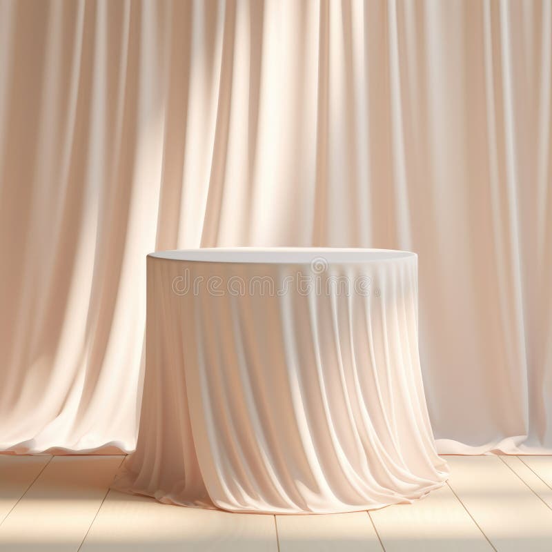 Round Podium Covered with Silk Fabric in Studio Stock Photo - Image of ...