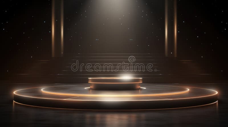 Round Podium, Pedestal or Platform, Illuminated by Led Spotlights ...