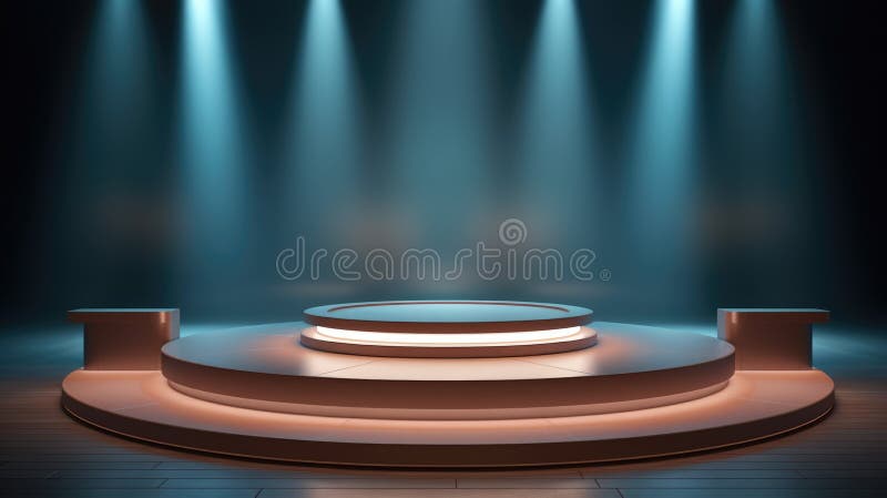 Round Podium, Pedestal or Platform, Illuminated by Led Spotlights ...