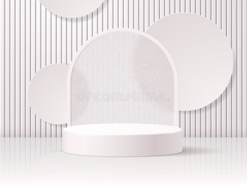Round Podium or Platform on the Background of a Translucent Arch with ...