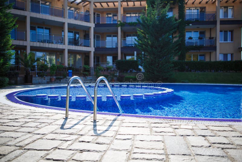 Round pool on site. stock photo. Image of decor, city - 174472426