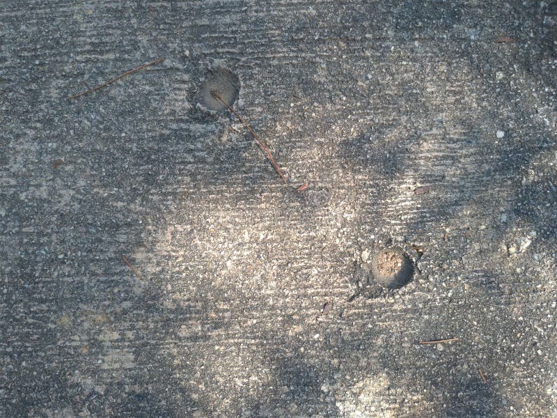 Round Post Holes in Outdoor Concrete. Stock Image - Image of post ...
