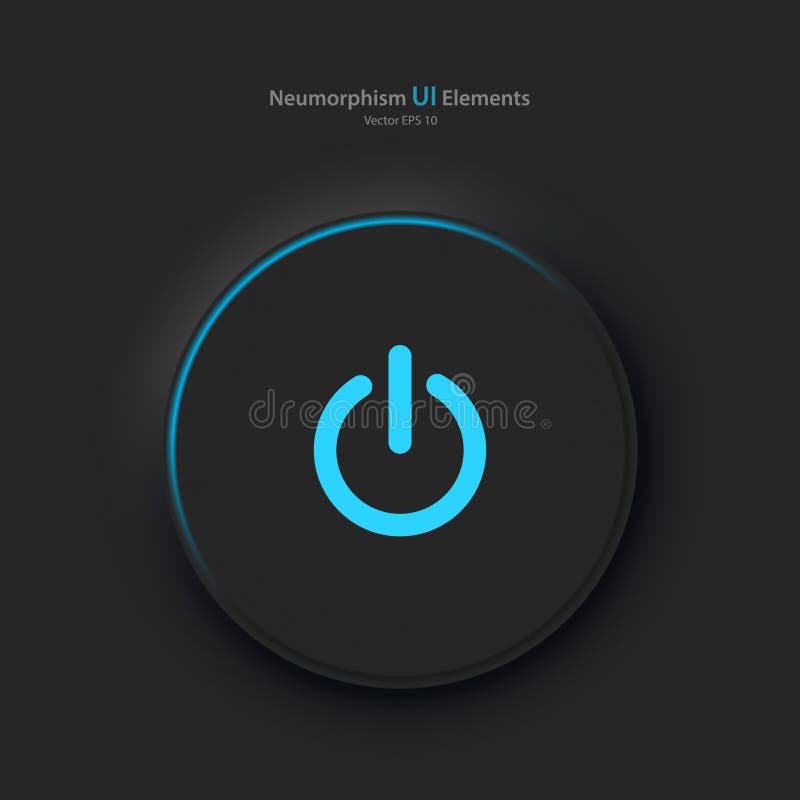 Round Power Button on a Black Background. User Interface Elements in ...