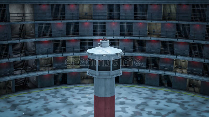 Maximum Security Prison Courtyard. 3d Rendering. Stock Illustration ...
