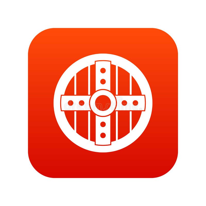Round Protective Shield Icon Digital Red Stock Vector - Illustration of ...