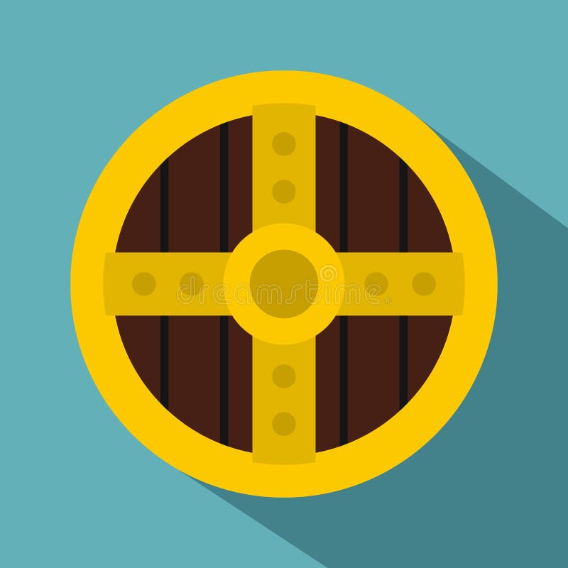 Round Protective Shield Icon, Flat Style Stock Illustration ...