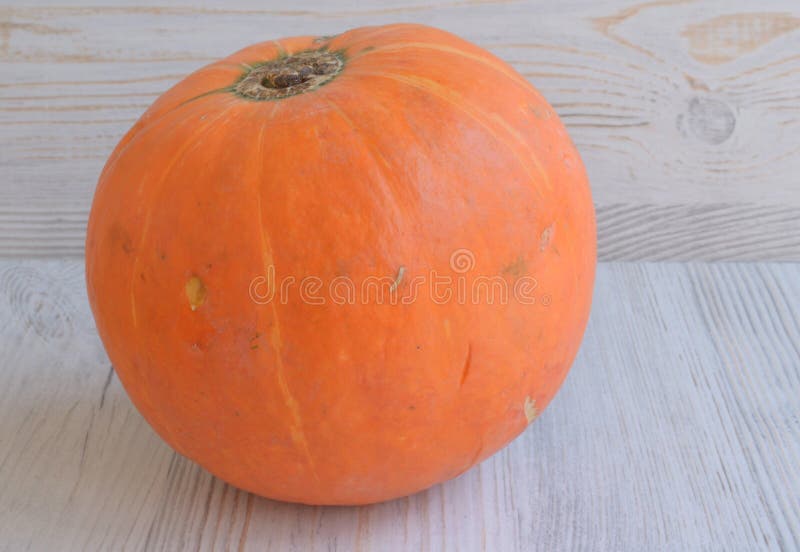 Round Pumpkin on a Wooden Surface Stock Image - Image of vitamins ...