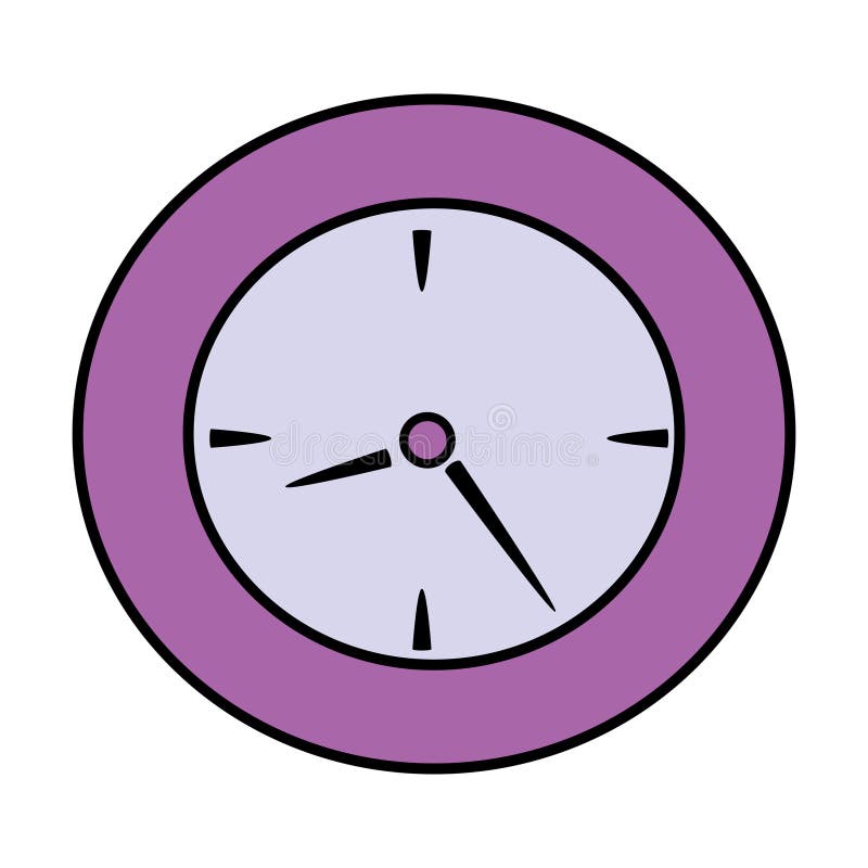 Round Purple Cartoon Clock Illustration Stock Vector - Illustration of ...