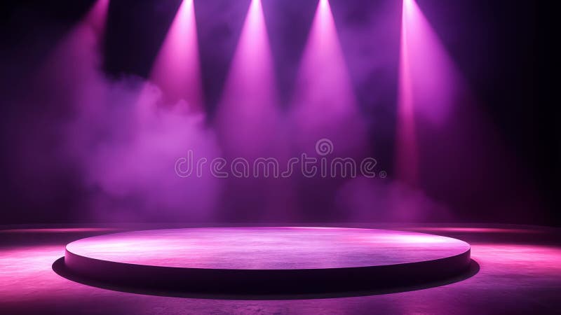 Dramatic Purple Dance Emply Stage with Three Spotlights, Ideal for ...
