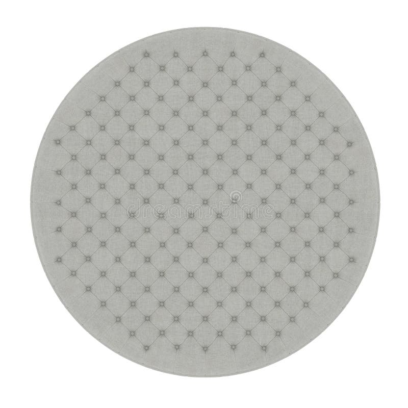 Round Quilted White Pouf on a White Background Top View. 3d Rendering ...
