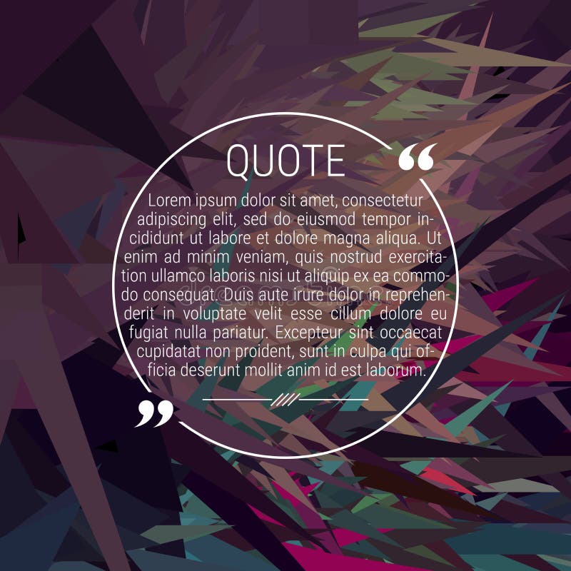 Round Quote Text Bubble with Marks on a Dark Abstract Background Stock ...