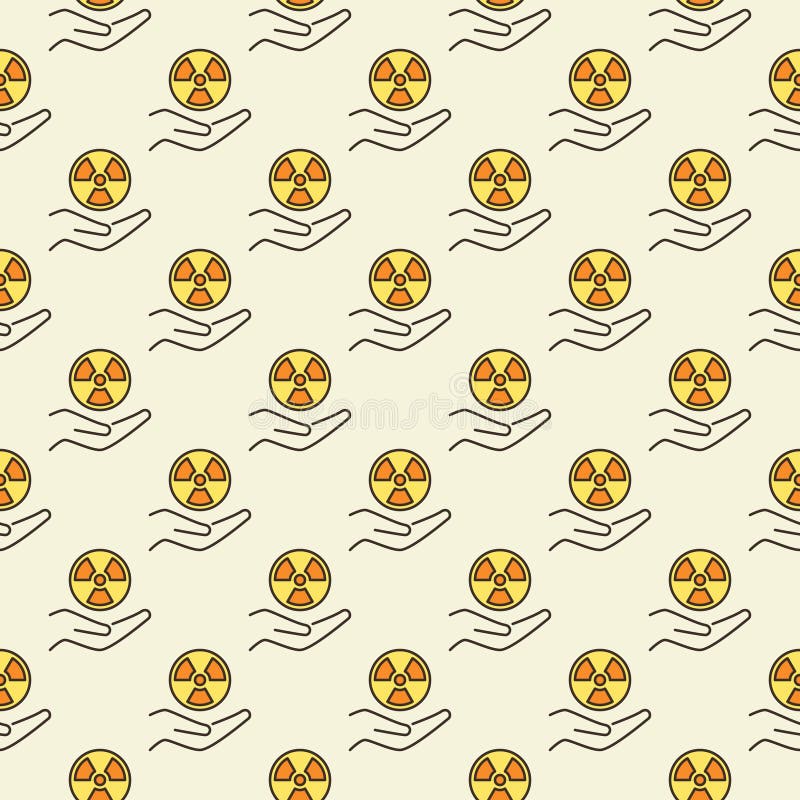 Round Radiation Symbol on Hand Vector Colored Seamless Pattern Stock ...