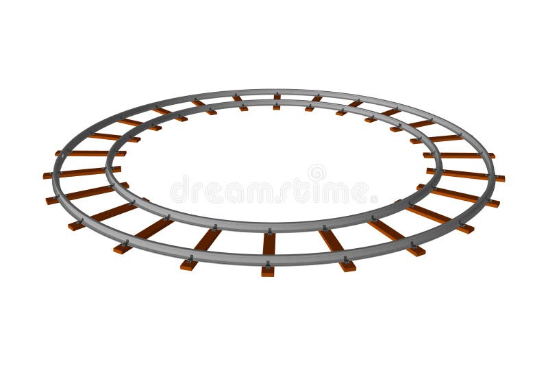 Round Railway Track. Isolated on White Background. 3d Vector Ill Stock ...