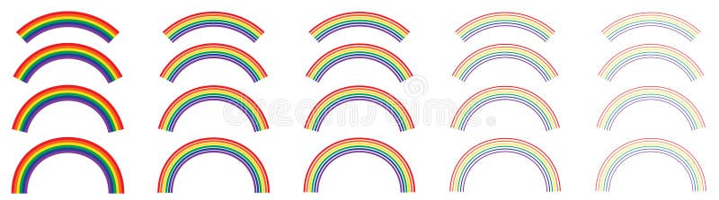 Set of 20 Different Rainbow Shapes Stock Vector - Illustration of light ...