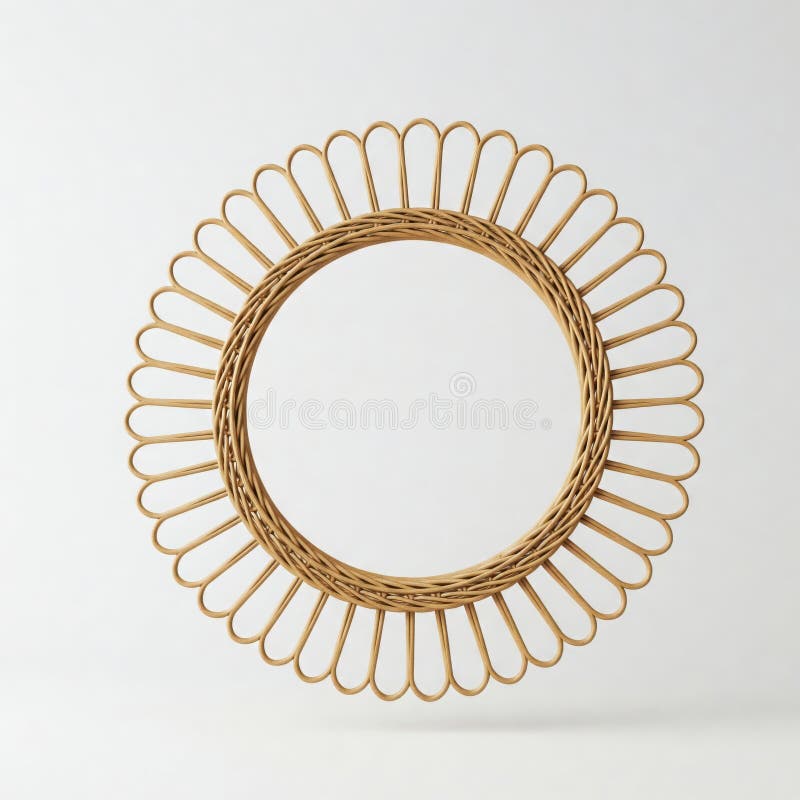 Round Rattan Mirror Frame without Glass Stock Photo - Illustration of ...