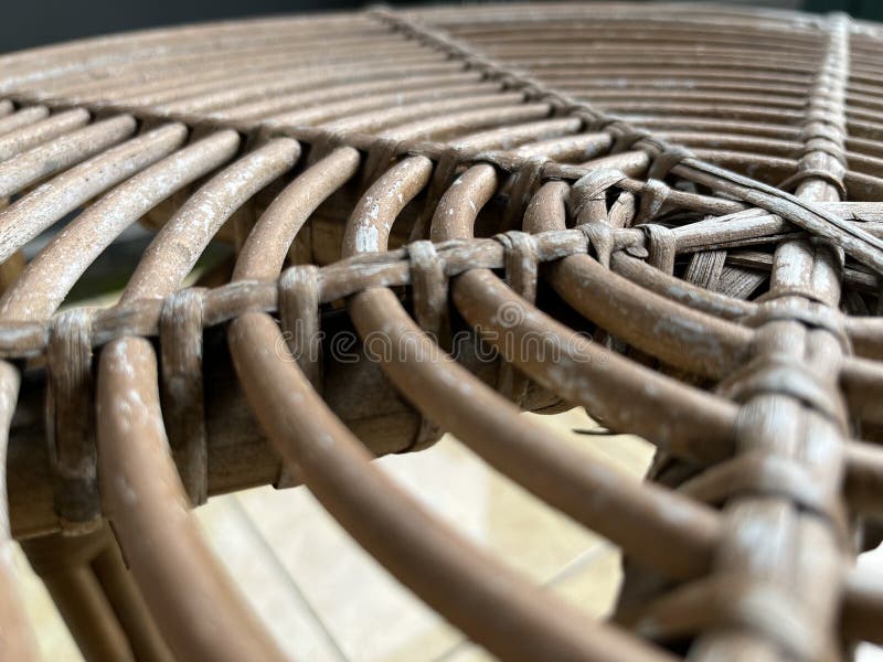 Round Rattan Table with Circular Pattern Stock Image - Image of ...