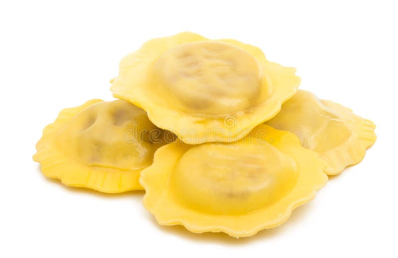 Round Ravioli with Cheese and Spinach Stock Image - Image of meat ...