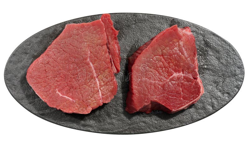 Round Raw Beef Steak on a White Isolated Background Stock Image - Image ...