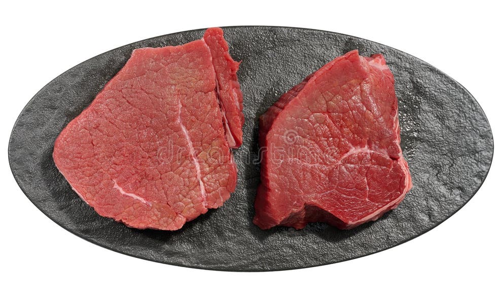 Round Raw Beef Steak on a White Isolated Background Stock Image - Image ...