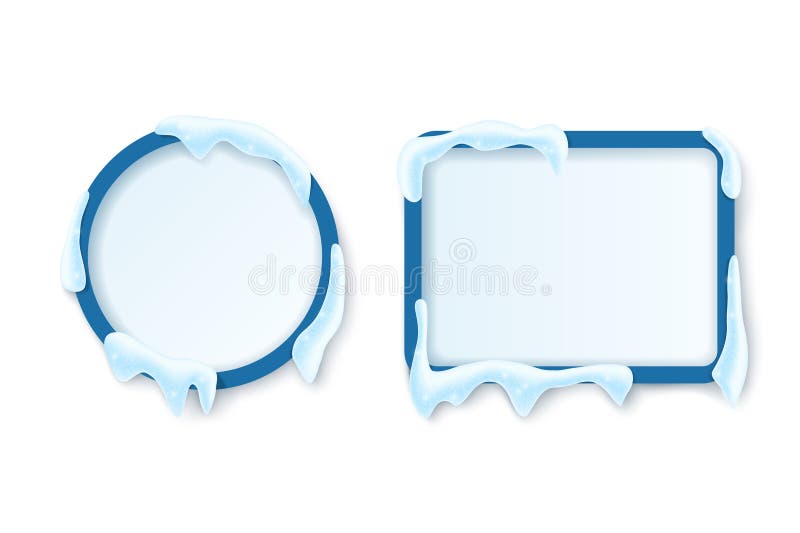 Round and Rectangular Winter Snow Frames. Vector Illustration Stock ...