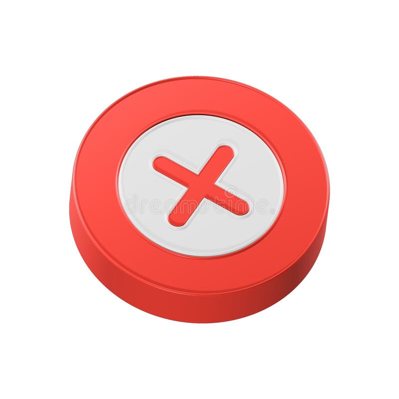 Round Red Button with Red Cross Icon 3d Stock Illustration ...