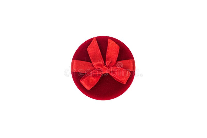 Round Red Closed Jewelry Box on a White Background. Top View Stock ...