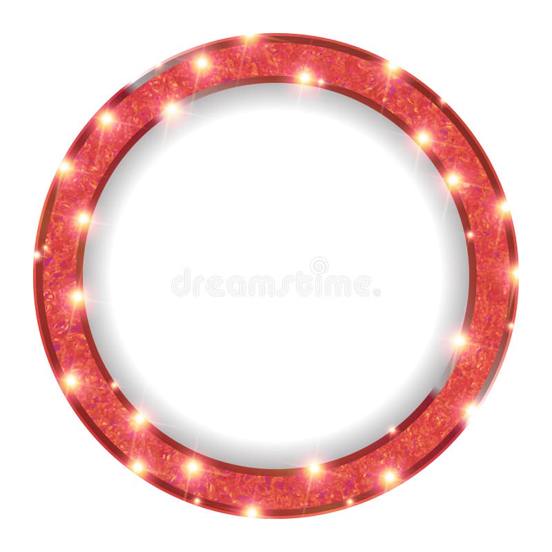 Round Red Frame with Lights on a Light Background Stock Illustration ...