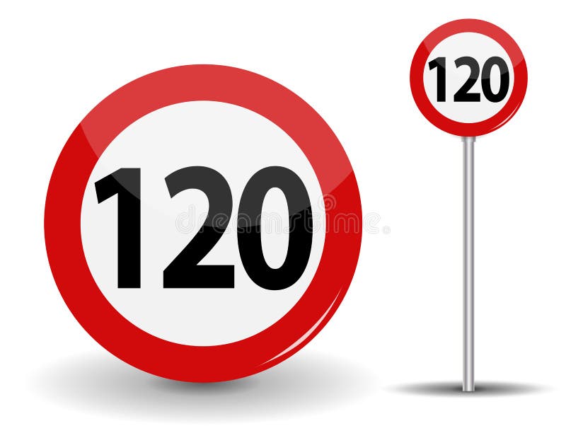 Round Red Road Sign Speed Limit 120 Kilometers Per Hour. Vector ...