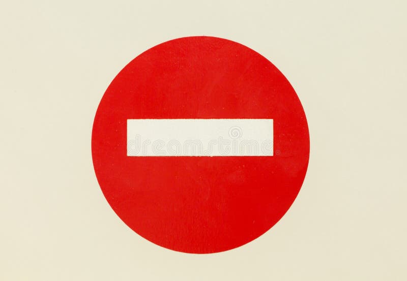 Round Red Road Sign on White Isolated Door. No Entry - Mounted Perfect ...