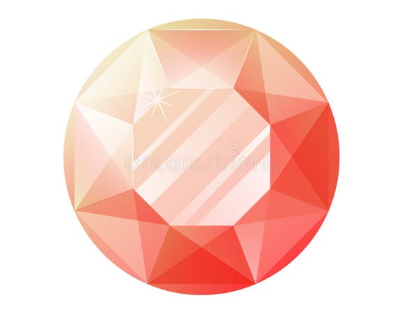 Round Red Shining Realistic Gemstone. Vector Isolated Cartoon Precious ...