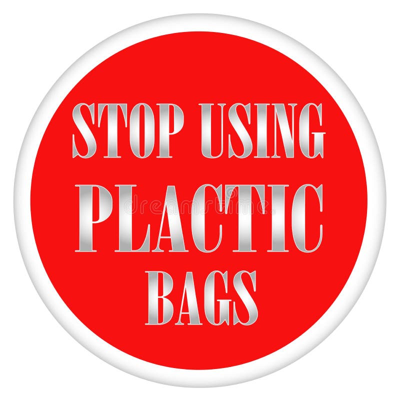 Round Red Sign Stop Using Plastic Bags on White Stock Vector ...